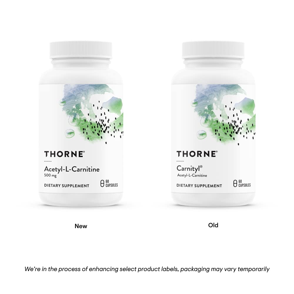 THORNE Acetyl-L-Carnitine - 500 mg - Supports Brain Function & Healthy Nerve Sensations in The Hands & Feet - Gluten, Dairy & Soy-Free - 60 Capsules