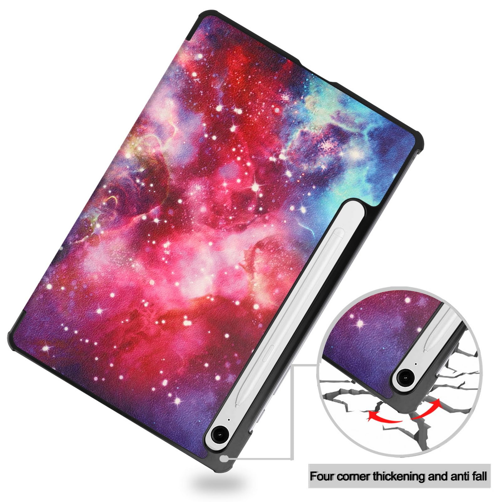 DWaybox Tablet Case for Samsung Galaxy Tab S9 FE SM-X510/X516B 10.9 inch, Folio Slim Smart Cover Lightweight Hard Shell Protective Case with Multi-Angle Stand -Stars