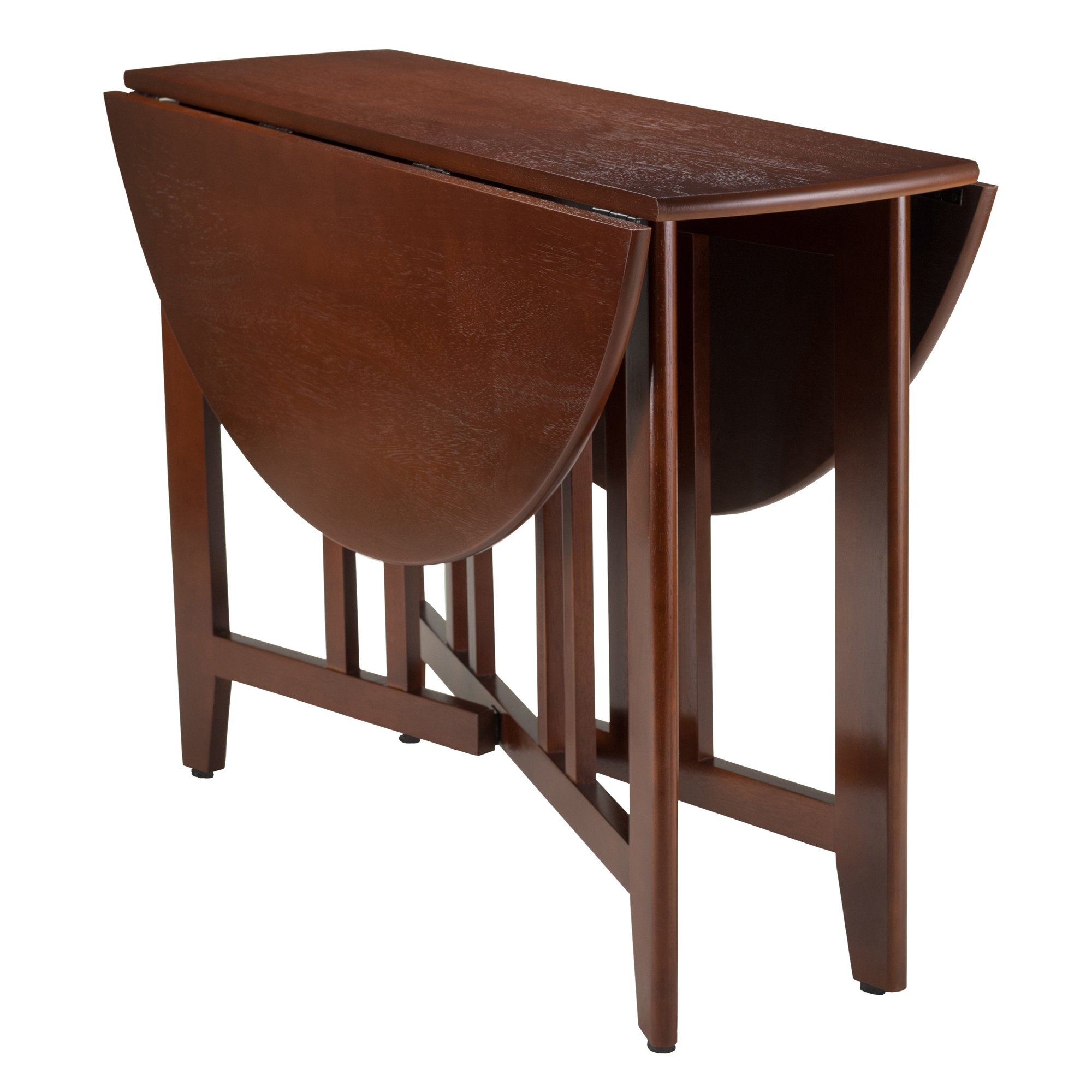 Winsome Wood Benjamin Seating, Walnut & Wood Alamo, Double Drop Leaf, Round Table Mission, Walnut, 42-Inch
