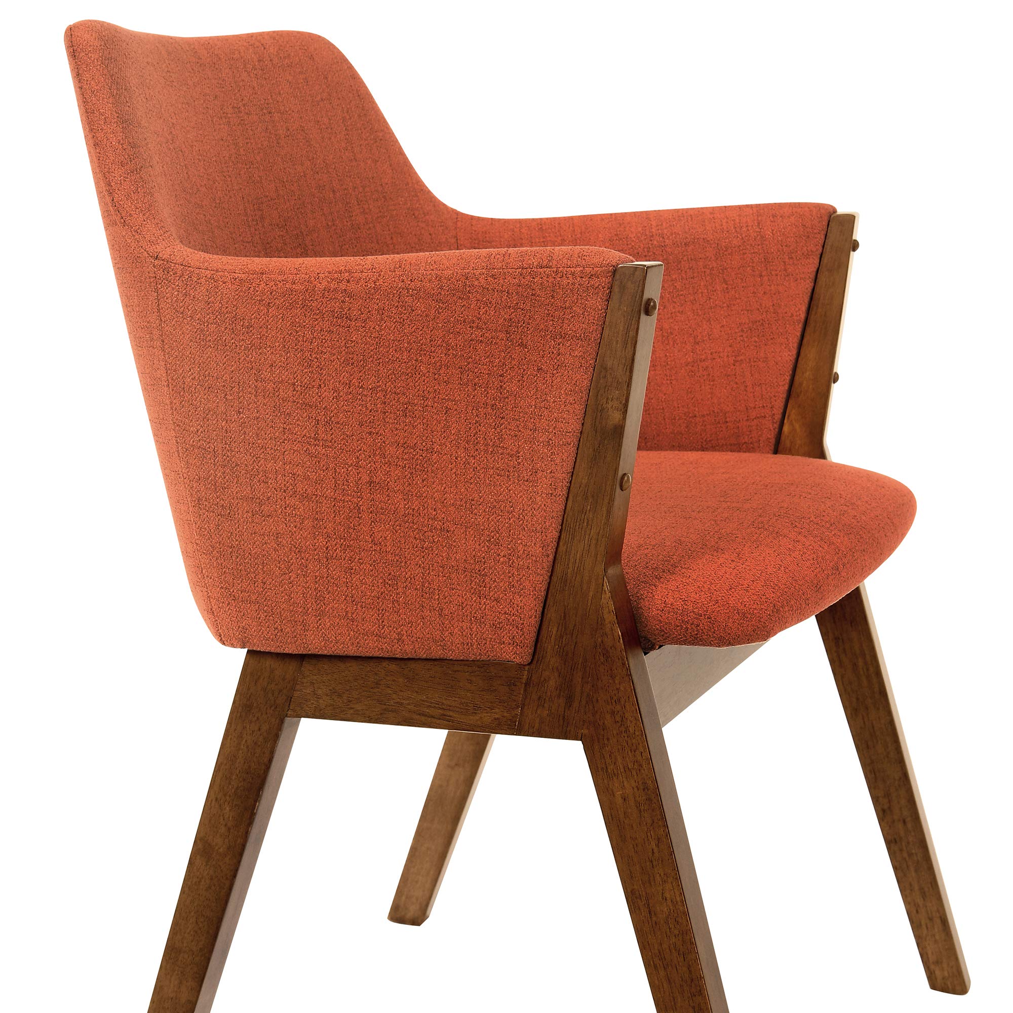 Armen Living Arcadia and Renzo 5 Piece Dining Set, 42" Round, Orange/Walnut Wood