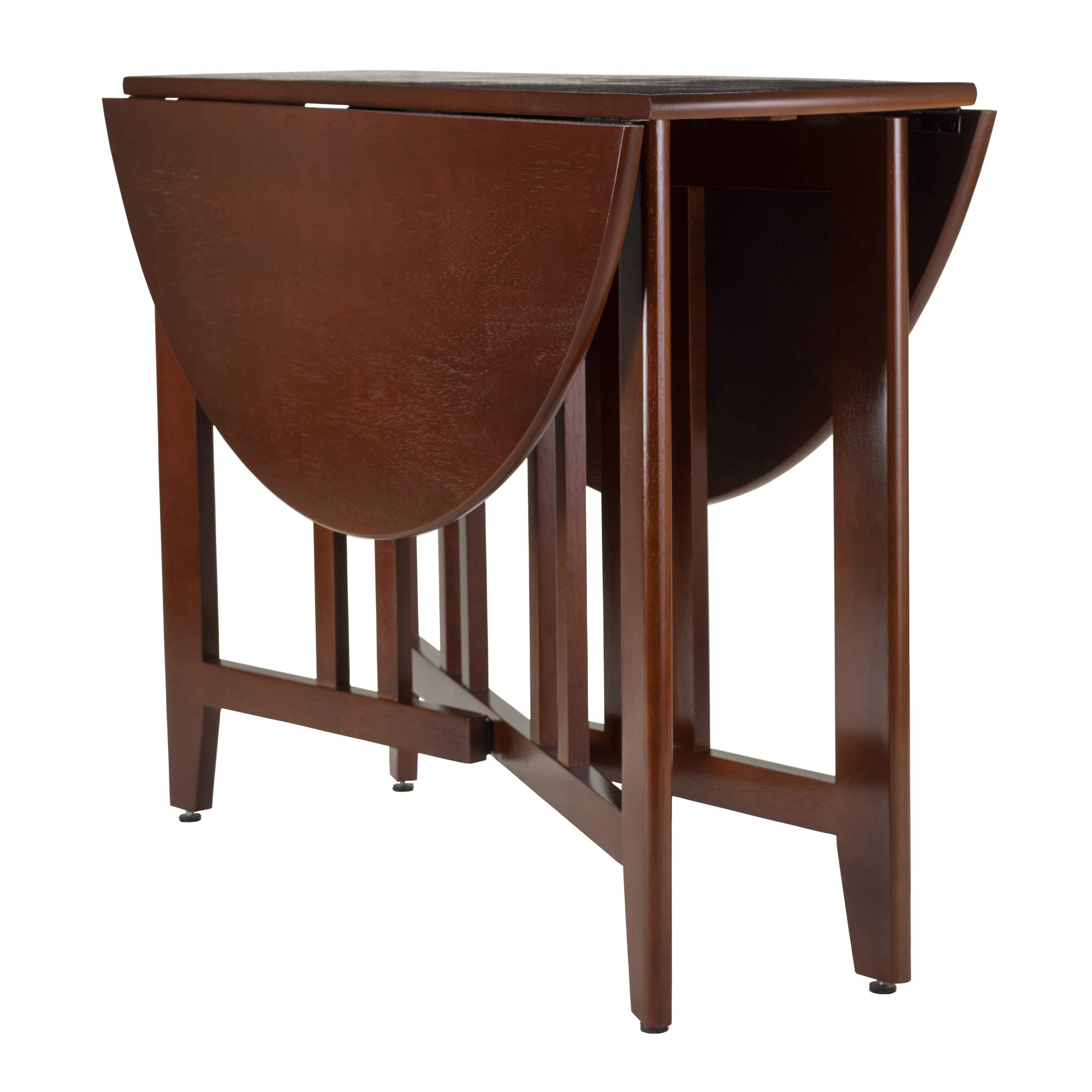 Winsome Wood Benjamin Seating, Walnut & Wood Alamo, Double Drop Leaf, Round Table Mission, Walnut, 42-Inch