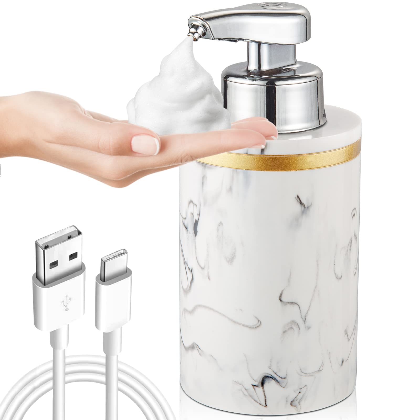 Automatic Soap Dispenser-Foaming Hand Soap Dispenser-Rechargeable Electric Automatic Soap Dispenser Touchless-Foam Hand Touchless Soap Dispenser for Bathroom,Kitchen(11oz/320ml)
