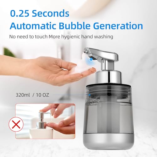 Automatic Soap Dispenser Touchless: 10oz Liquid Soap Dispenser, Hand Free Soap Dispenser Rechargeable Soap Dispenser, for Bathroom, Kitchen, Hotel…