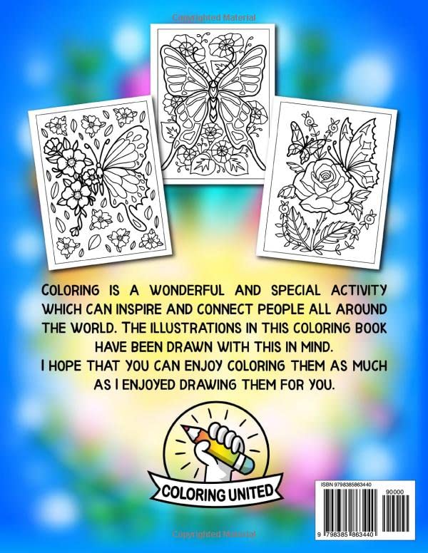 Large Print Butterflies and Flowers Easy Coloring Book: Simple and Bold Coloring Pages with Relaxing Nature Scenes for Beginners, Teens, Women, Seniors