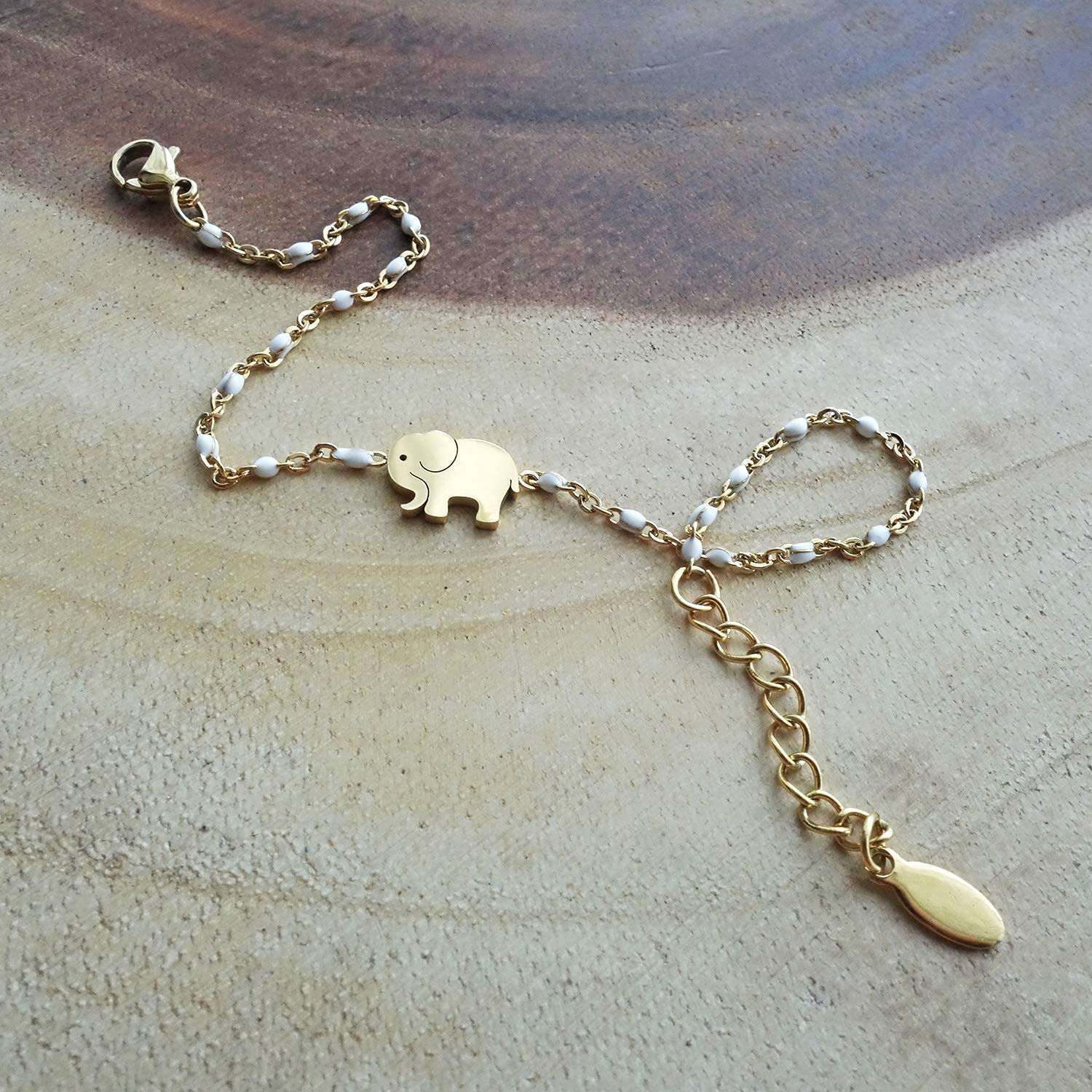 Strong Elephant Persevere 24k Gold Filled Bracelet 6.5-8 Inches