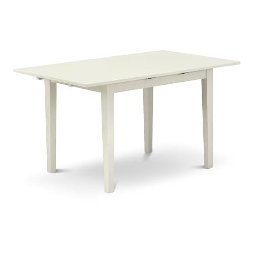 East West Furniture BOVA5-LWH-W 5 Piece Dining Room Furniture Set Includes a Round Kitchen Table and 4 Dining Chairs, 42x42 Inch, Linen White