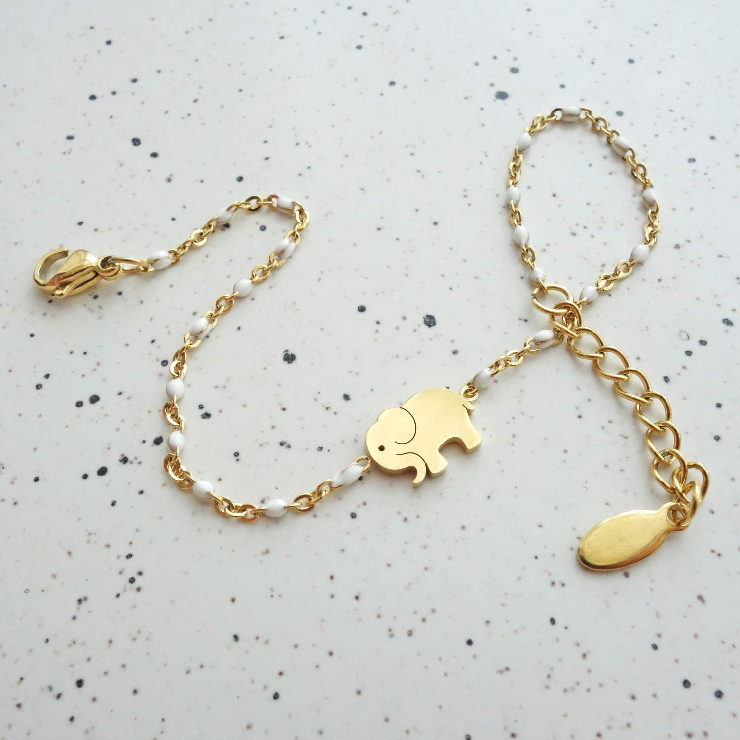 Strong Elephant Persevere 24k Gold Filled Bracelet 6.5-8 Inches