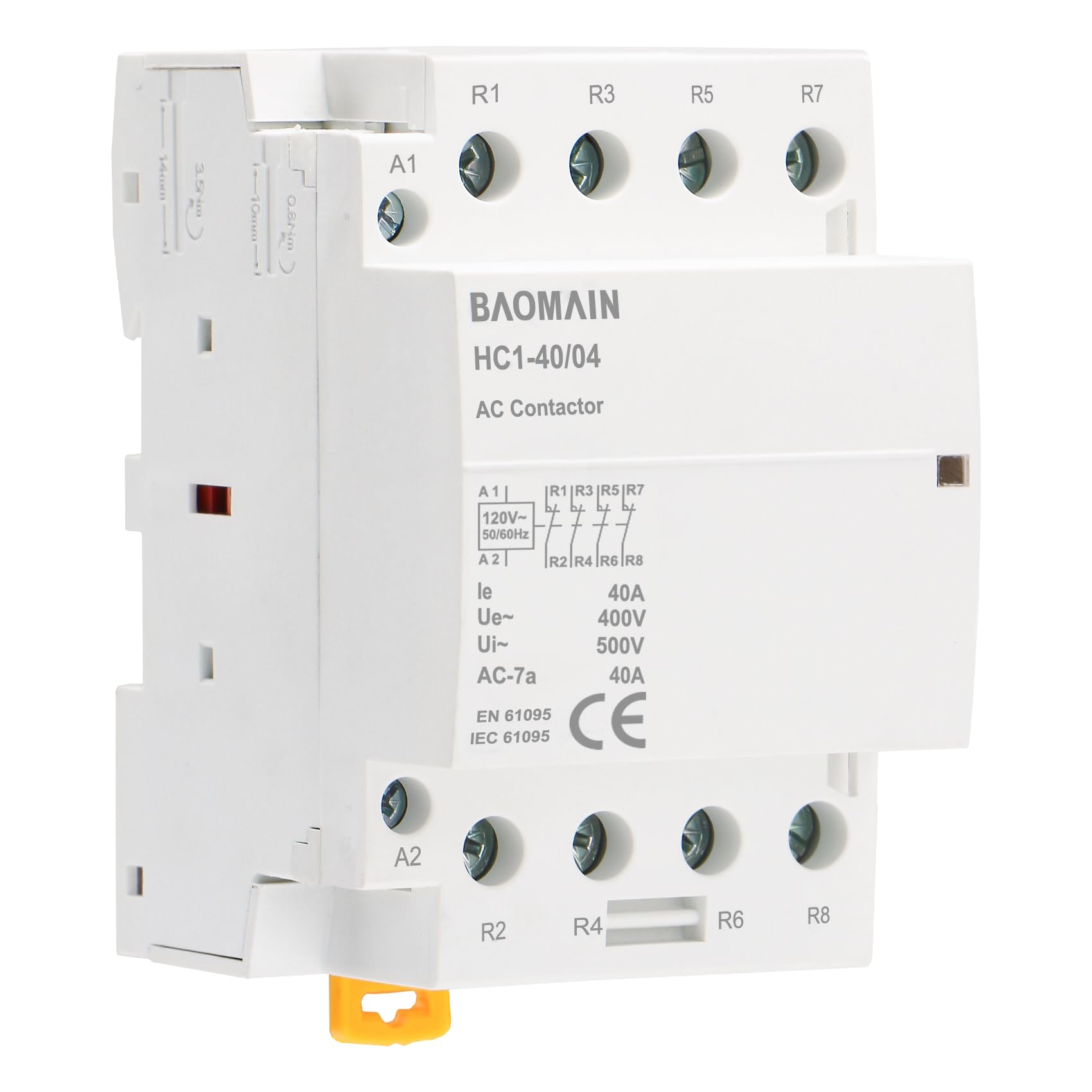 Baomain AC Contactor 40A Coil 4 Pole Universal Circuit Control 35mm DIN Rail Mount HC1-40/04 (4NC, AC 110V)