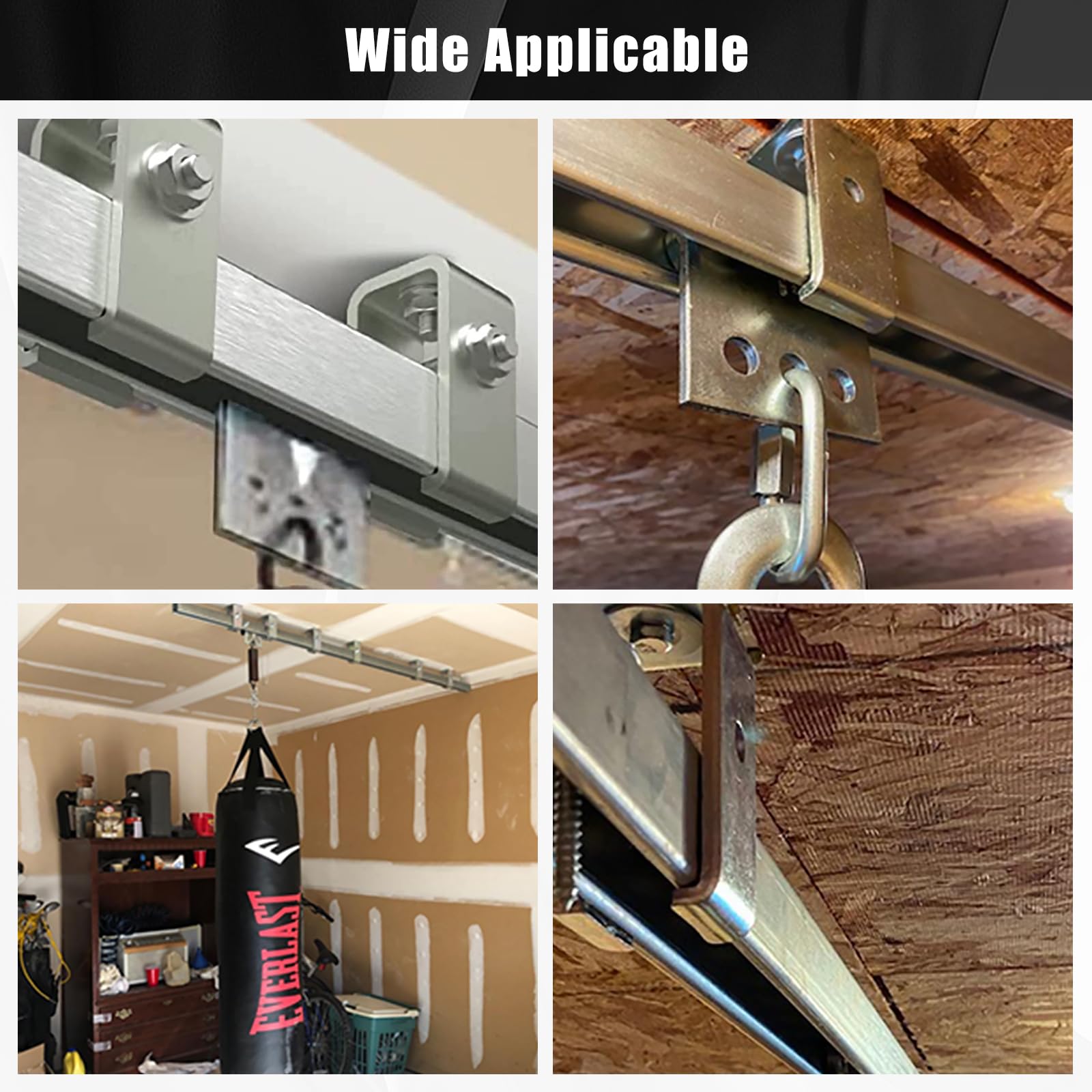 CNQLIS Channel Trolley Track Intermediate Support Hanger Bracket for All 1-5/8" Strut Channel,Heavy-Duty Steel Support Bracket,for Cantilever Rolling Doors, Hanging Boxing Sandbags(4PCS)