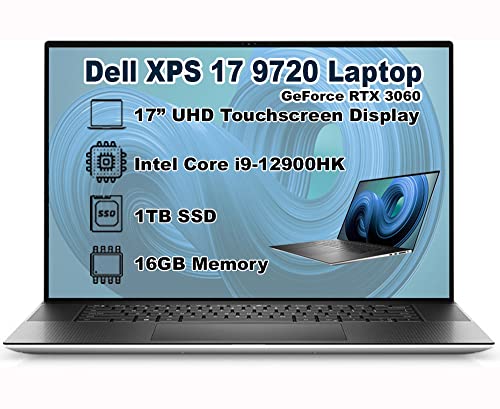 Dell XPS 17 9720 Laptop17.0-inch UHD Touchscreen Display - Intel Core i9-12900HK - 16GB Memory - 1TB SSD - GeForce RTX 3060 - Intel Killer Wi-Fi 6 - Windows 11 Pro - Platinum Silver - New