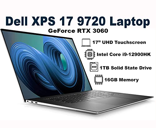 Dell XPS 17 9720 Laptop17.0-inch UHD Touchscreen Display - Intel Core i9-12900HK - 16GB Memory - 1TB SSD - GeForce RTX 3060 - Intel Killer Wi-Fi 6 - Windows 11 Pro - Platinum Silver - New