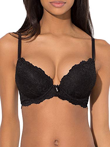 Smart & Sexy Women's Maximum Cleavage Underwire Push Up Bra, Available in Single and 2 Packs, Black Hue, 40C