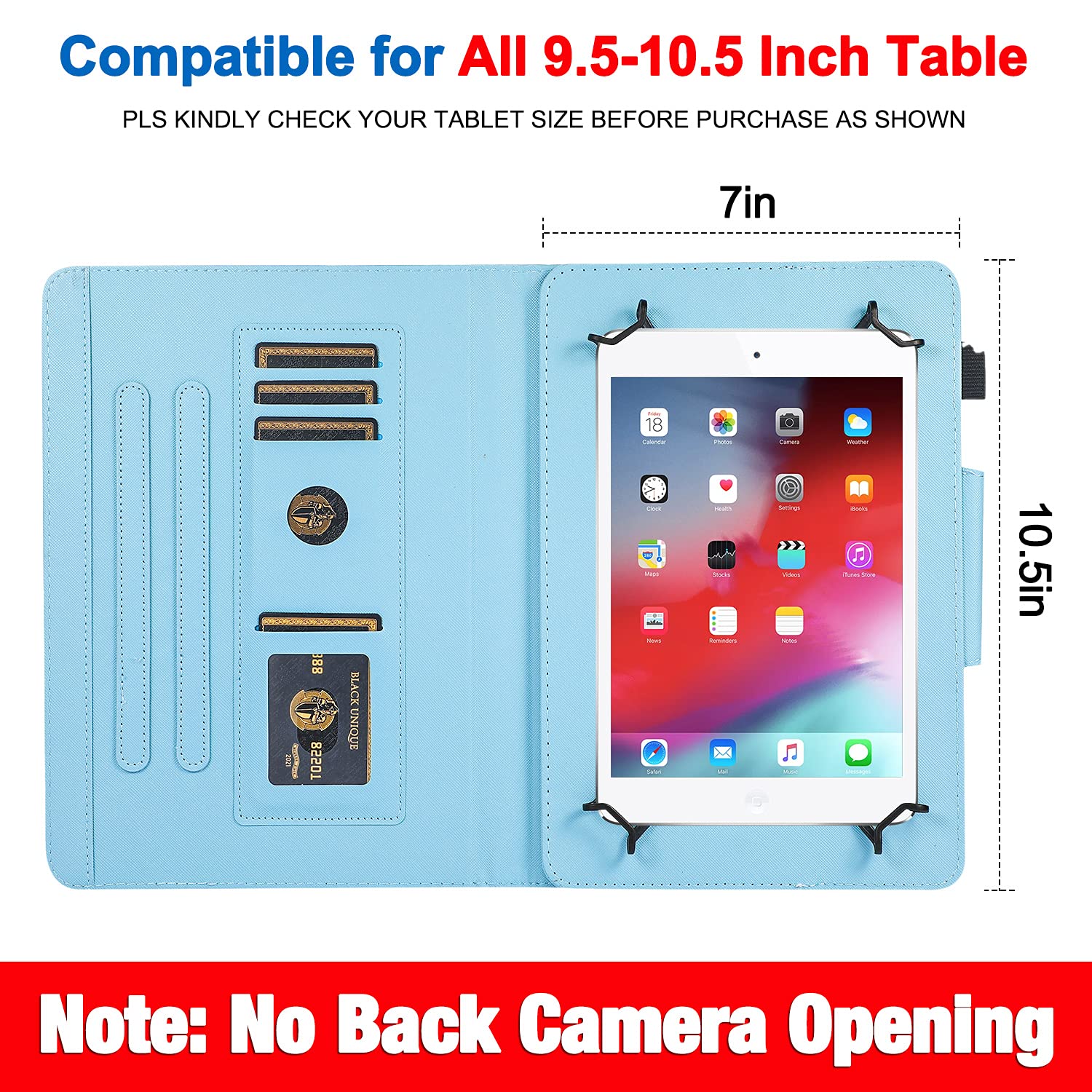 9.5-10.5 inch Tablet Case, Universal Protective Cover Stand Folio Case for 9 10 10.1 Inch Android Touchscreen Tablet, Purple Butterfly