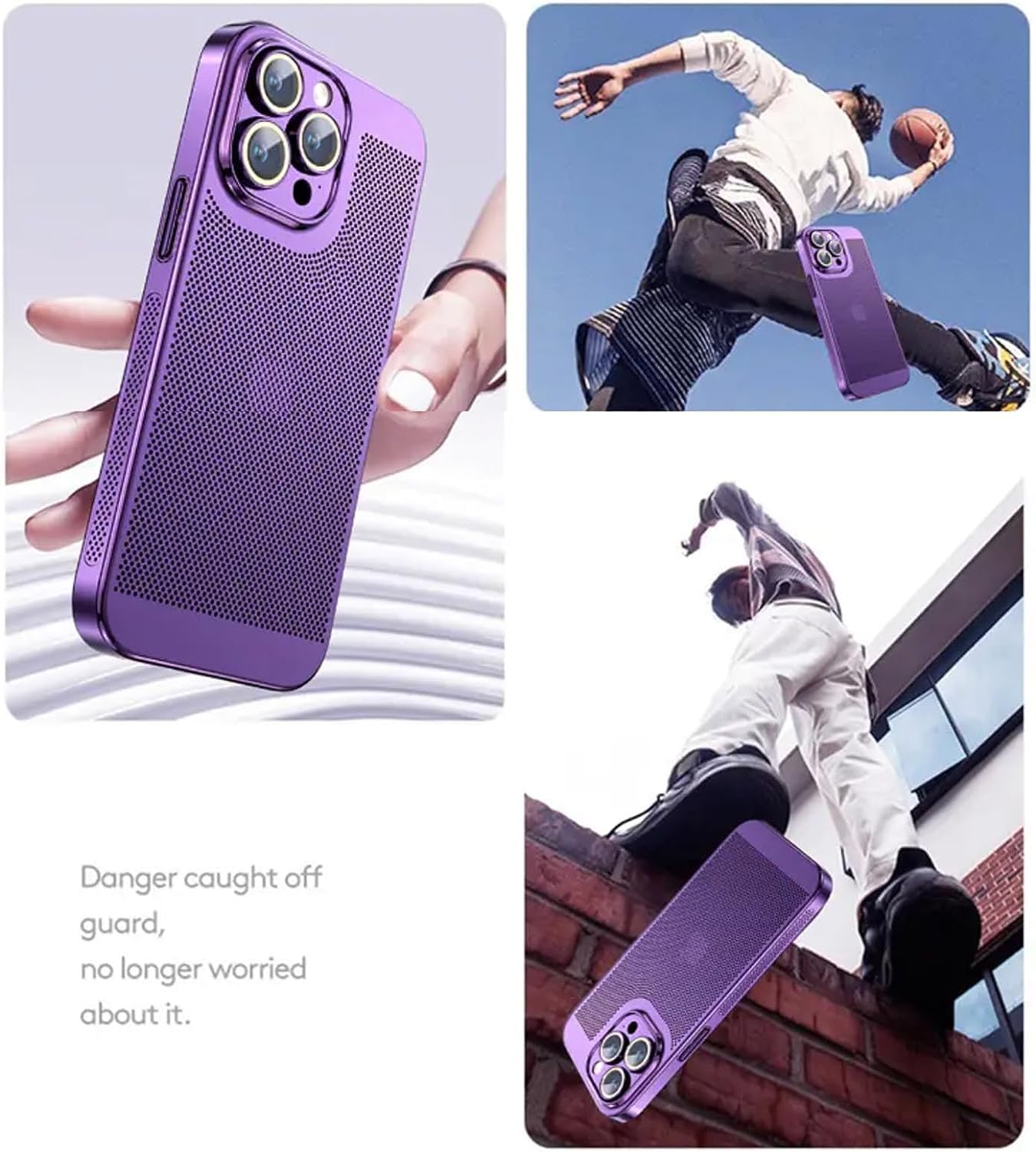 Electroplating Heat Dissipation Phone Case for iPhone 14 13 12 Promax, New Heat Dissipation Plating Fine Hole Protector for iPhone Case, in Crystal Lens Film Coating Mobile Phone Case(14Pro Max, Gold)