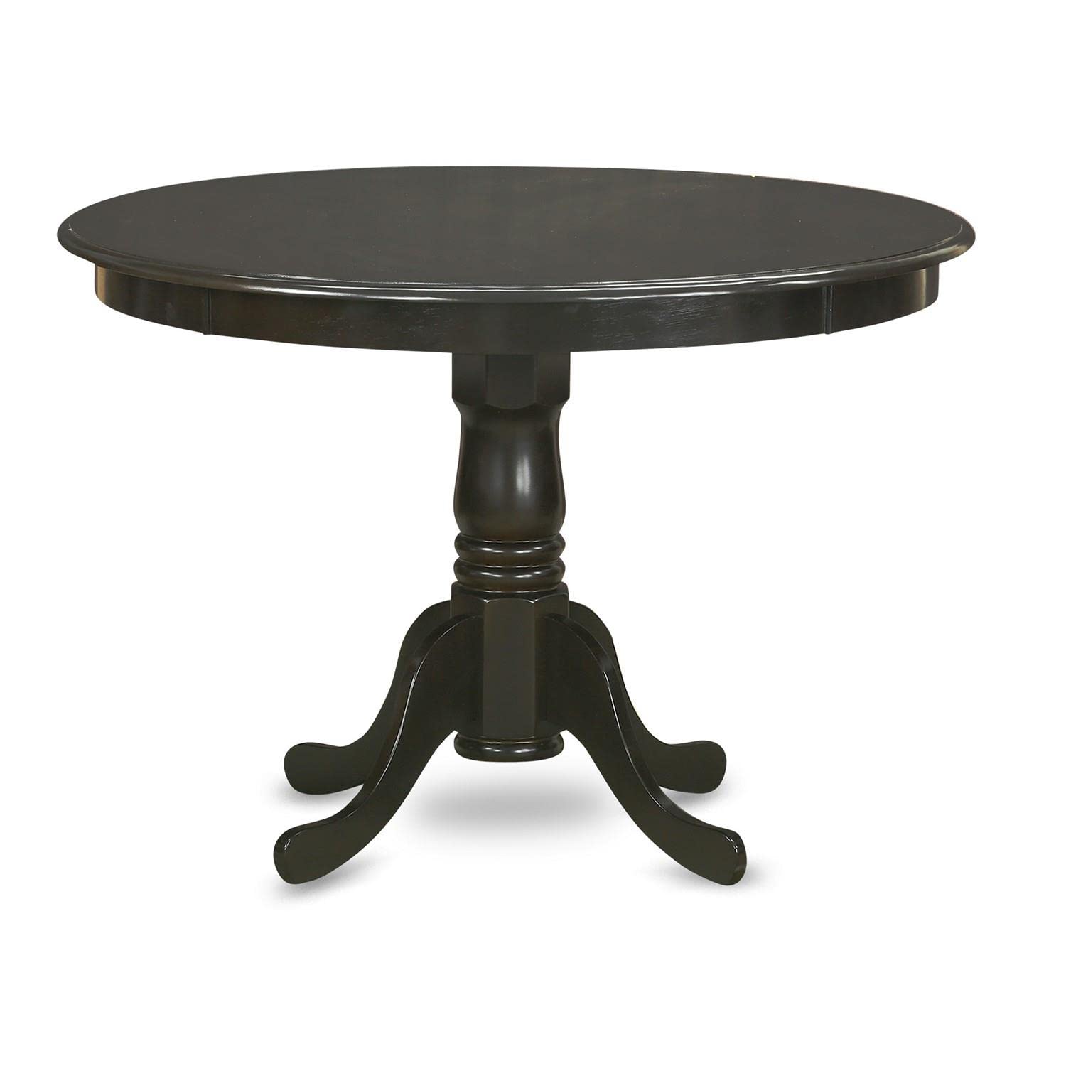 East West Furniture HLDR3-CAP-03 3 Piece Dining Room Table Set Contains a Round Dining Table with Pedestal and 2 Brown Linen Fabric Upholstered Parson Chairs, 42x42 Inch, Cappuccino