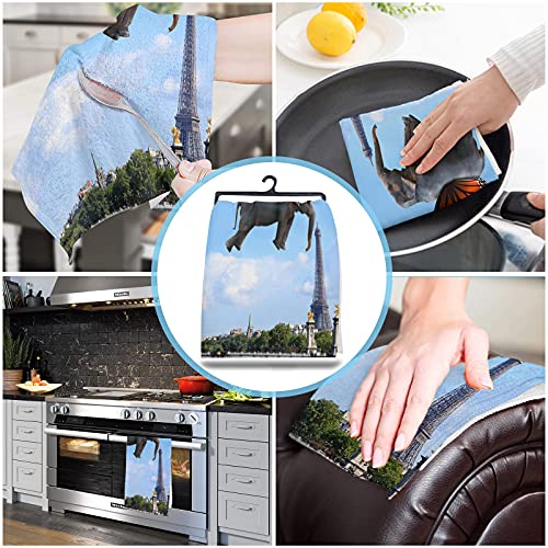 Big buy store Kitchen Towels Set of 4 Butterfly Elephant Dish Towels and Dishcloths Sets Decorative Tea Towel Funny Animal Absorbent Hand Towels for Kitchen Drying Bathroom Decor Gift 18x28 Inch