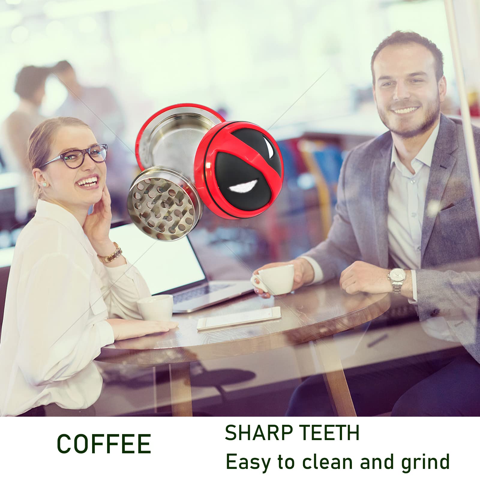 Grinder - 2.2 Inch Red Hand Grinder, Kitchen Spice Grinder for Coffee Beans, Nuts, Spices, Tobacco and Other Ingredients, Convenient and Easy to Clean (1 Pack)