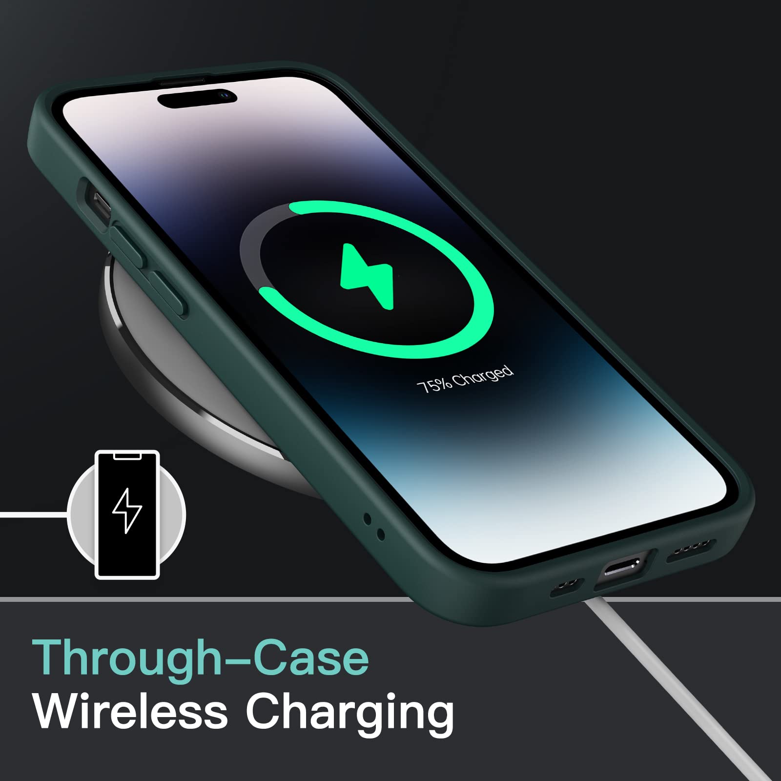 JETech Matte Case for iPhone 14 Pro 6.1-Inch, Shockproof Military Grade Drop Protection, Frosted Translucent Back Phone Cover, Anti-Fingerprint (Dark Green)