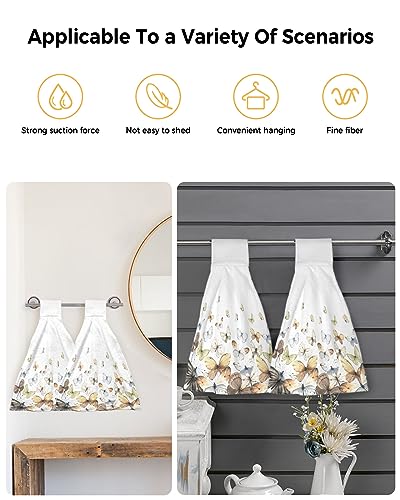 Big buy store Hanging Kitchen Towels Butterfly Floral Bathroom Hand Towels with Hanging Loop Country Style Ombre Butterfly Soft Absorbent Drying Dish Tie Towels for Kitchen Toilet Tabletop Home Decor