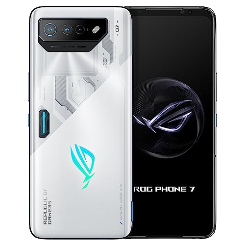 ASUS ROG Phone 7 Cell Phone, 6.78” FHD+ 2448x1080 165Hz, 6000mAh Battery, 50MP/13MP/5MP Triple Camera, 32MP Front, 16GB RAM, 512GB Storage, 5G LTE Unlocked Dual SIM, AI2205-16G512G-WH [US Version]