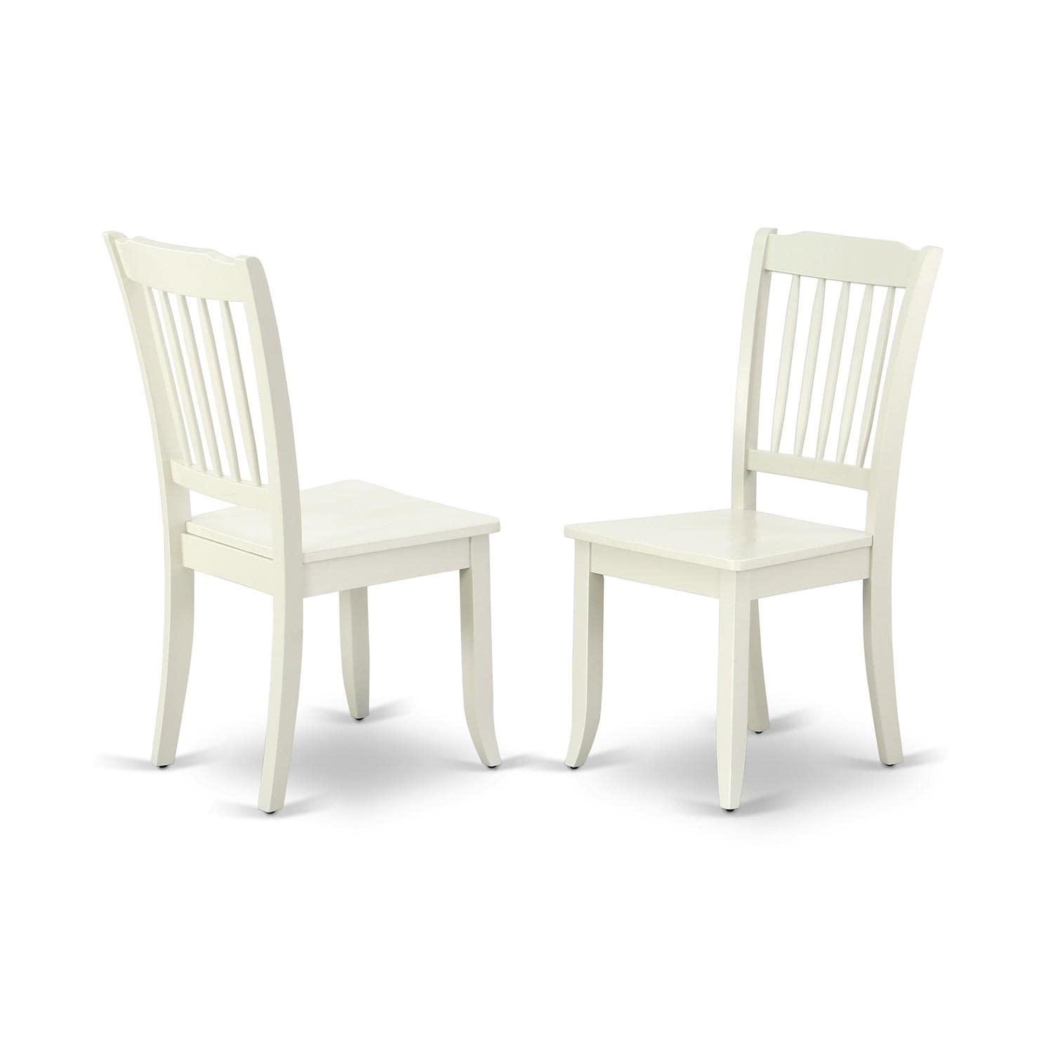East West Furniture DLDA3-LWH-W 3 Piece Kitchen Table & Chairs Set Contains a Round Dining Room Table with Dropleaf and 2 Solid Wood Seat Chairs, 42x42 Inch, Linen White