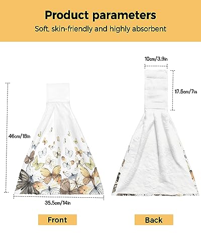 Big buy store Hanging Kitchen Towels Butterfly Floral Bathroom Hand Towels with Hanging Loop Country Style Ombre Butterfly Soft Absorbent Drying Dish Tie Towels for Kitchen Toilet Tabletop Home Decor