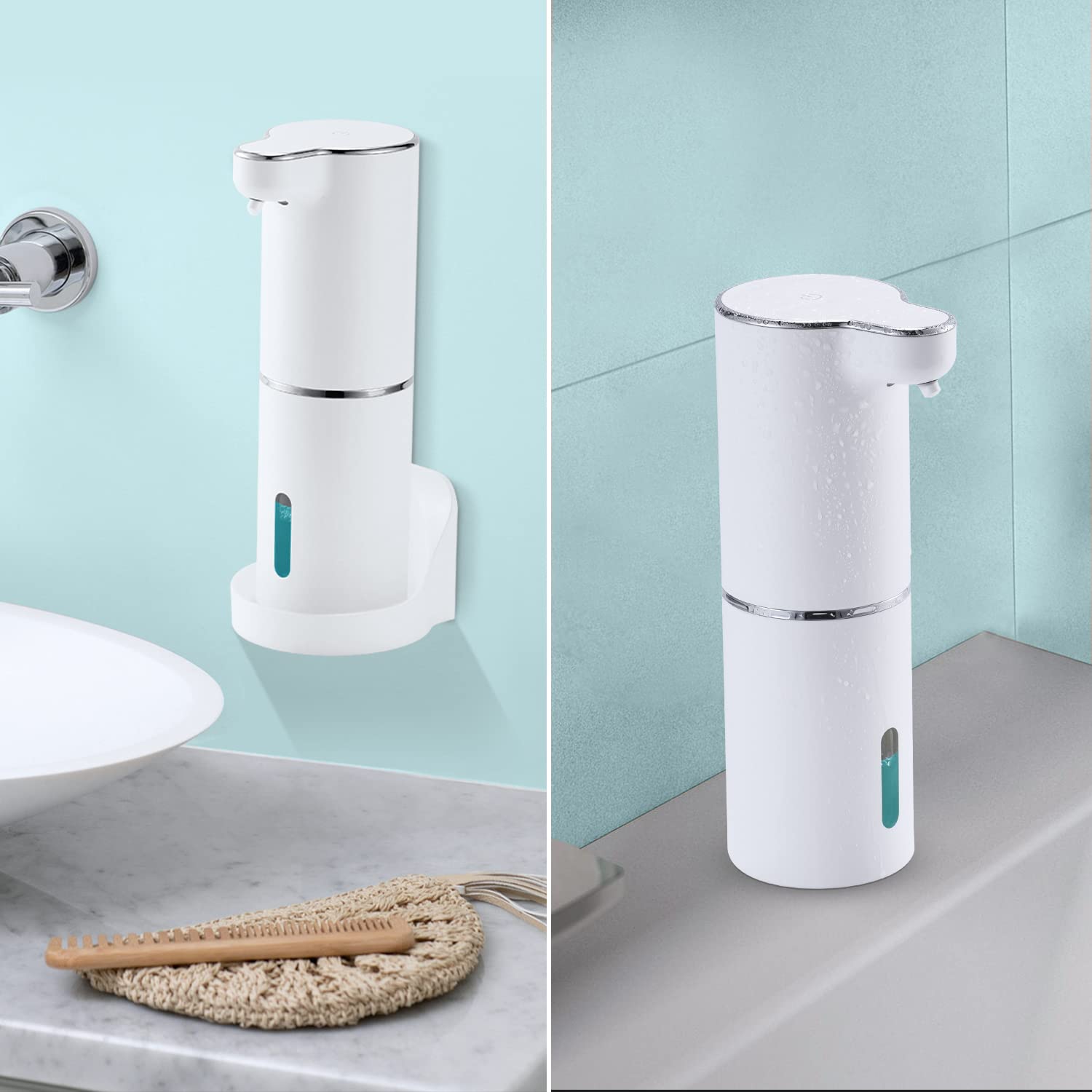 LAOPAO Soap Dispenser, Automatic Foaming Hand Soap Dispenser Touchless Foam Soap Dispenser Rechargeable Bathroom Countertop Soap Pump for Kids Xmas Gift 300ml All White
