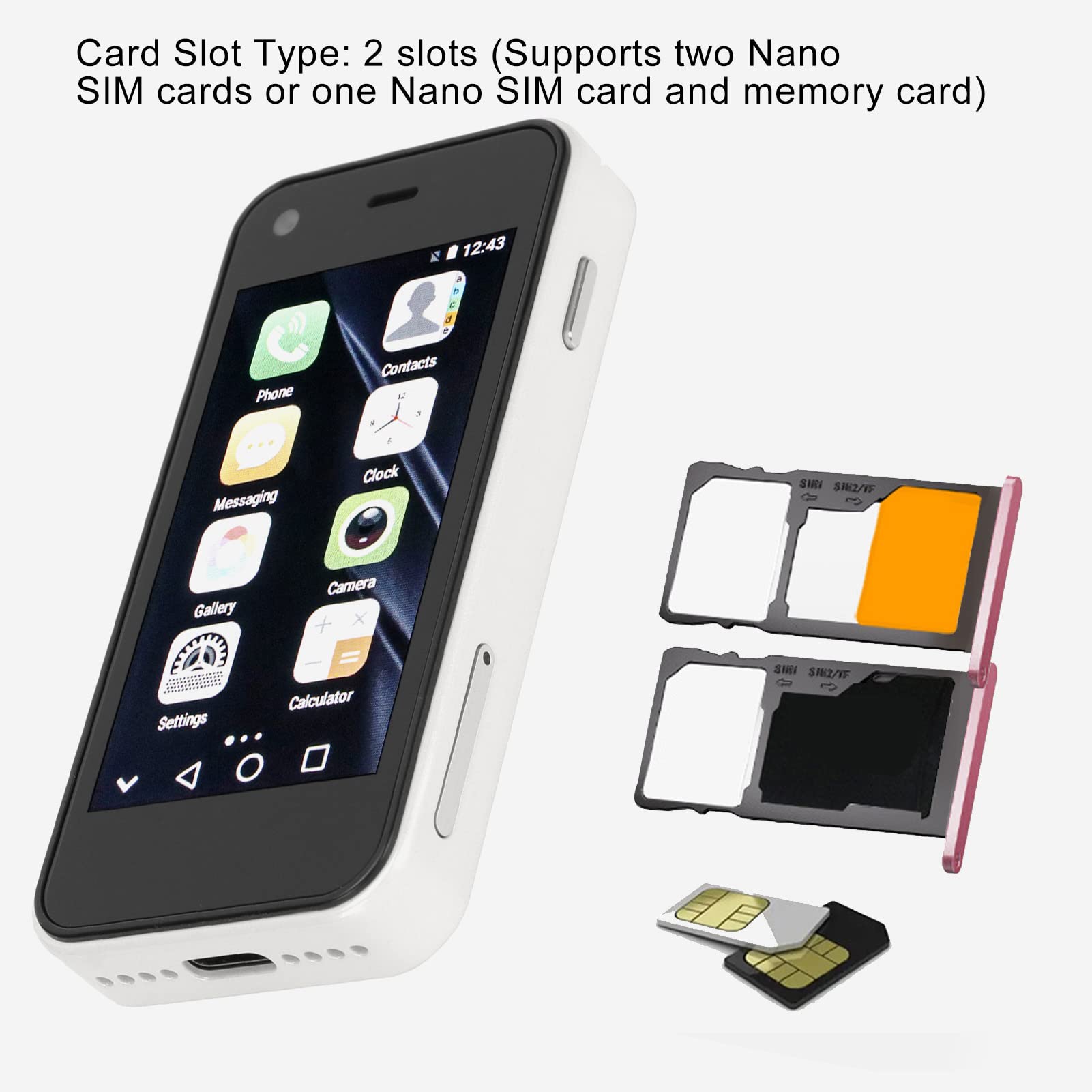 Unlocked Smartphone,Mini Smartphone,Portable Phone 2.5inch HD Touchscreen Lightweight Cell Phone,1GB RAM 8GB ROM Mini Smartphone for Students(Pearl White)