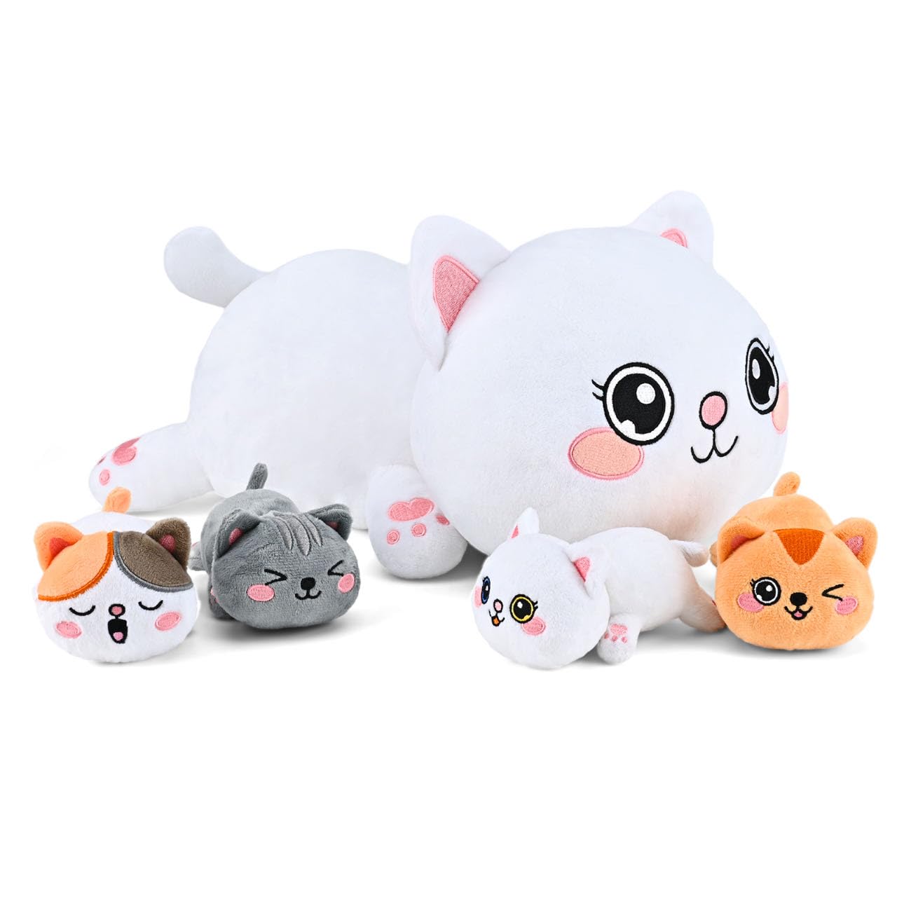 KMUYSL Cute Stuffed Animal Mommy with 4 Babies - Soft Plush Toy Set for Ages 3-8, Perfect Valentines & Birthday Gifts