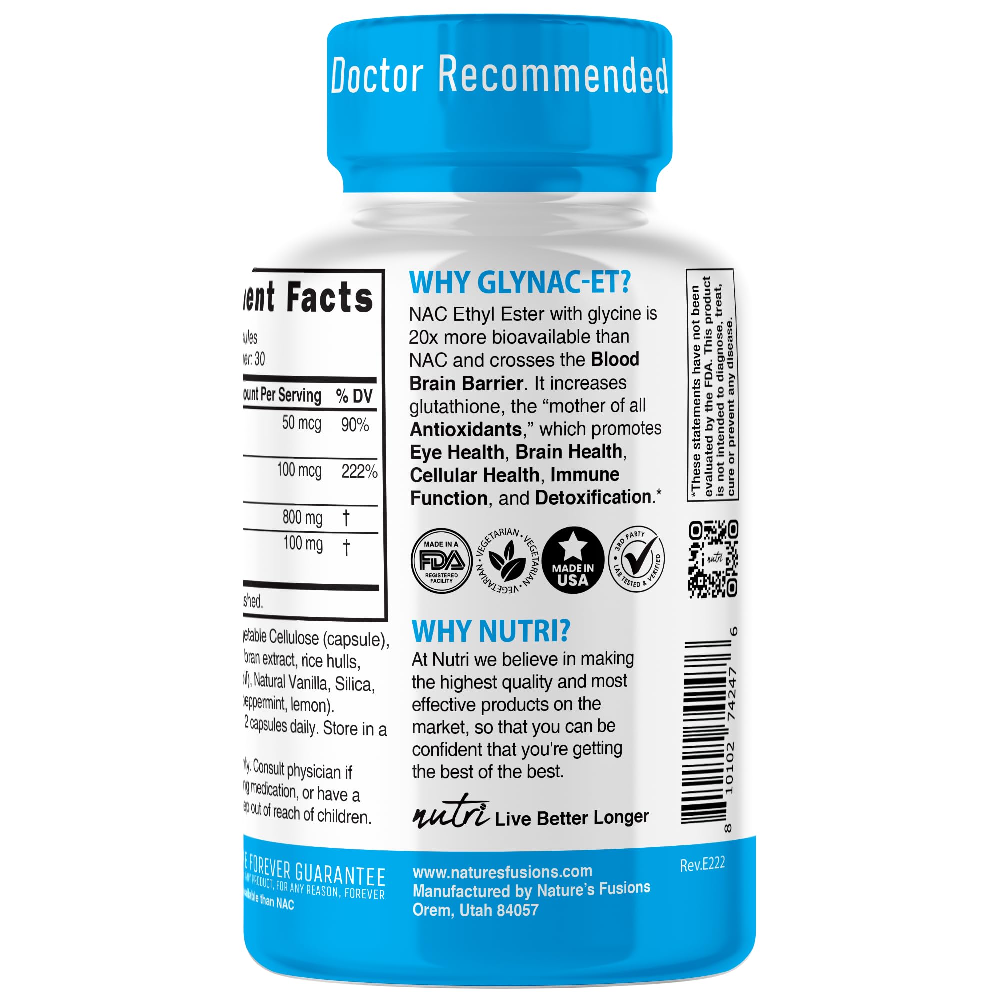 GlyNAC-ET NAC Supplement N-Acetyl Cysteine Ethyl Ester - 20x More Bioavailable Than GlyNAC - Glycine & N-acetylcysteine Ethyl Ester Anti Aging Supplement, Boost Glutathione (60 Capsules)