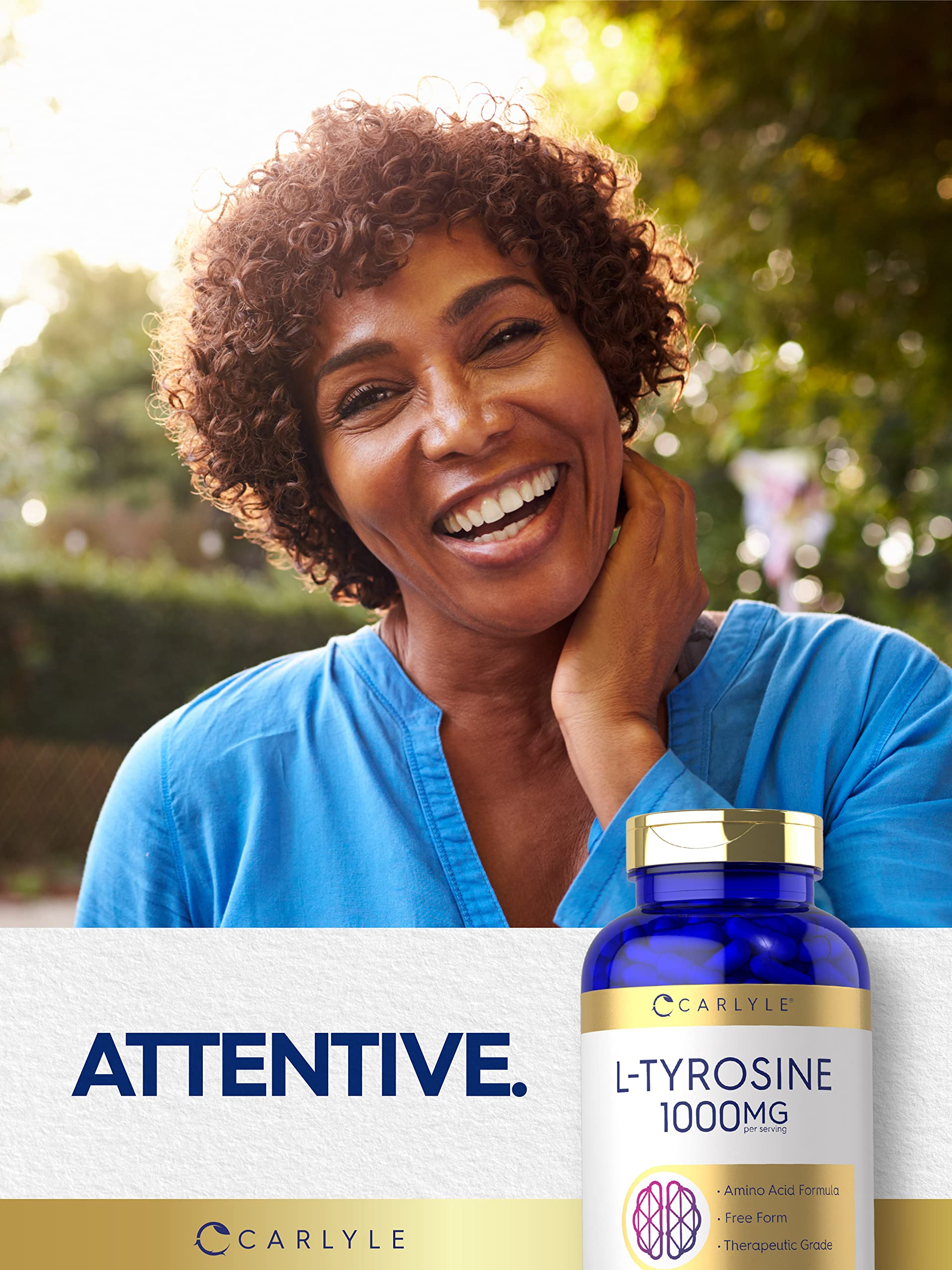 Carlyle L Tyrosine Capsules 1000mg | 300 Count | Therapeutic Grade | for Men and Women | Non-GMO & Gluten Free Supplement