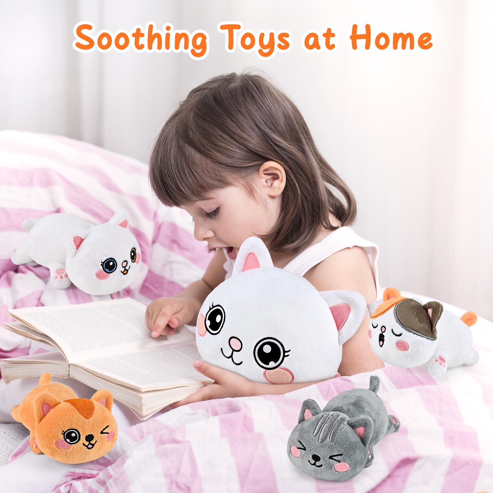 KMUYSL Cute Stuffed Animal Mommy with 4 Babies - Soft Plush Toy Set for Ages 3-8, Perfect Valentines & Birthday Gifts