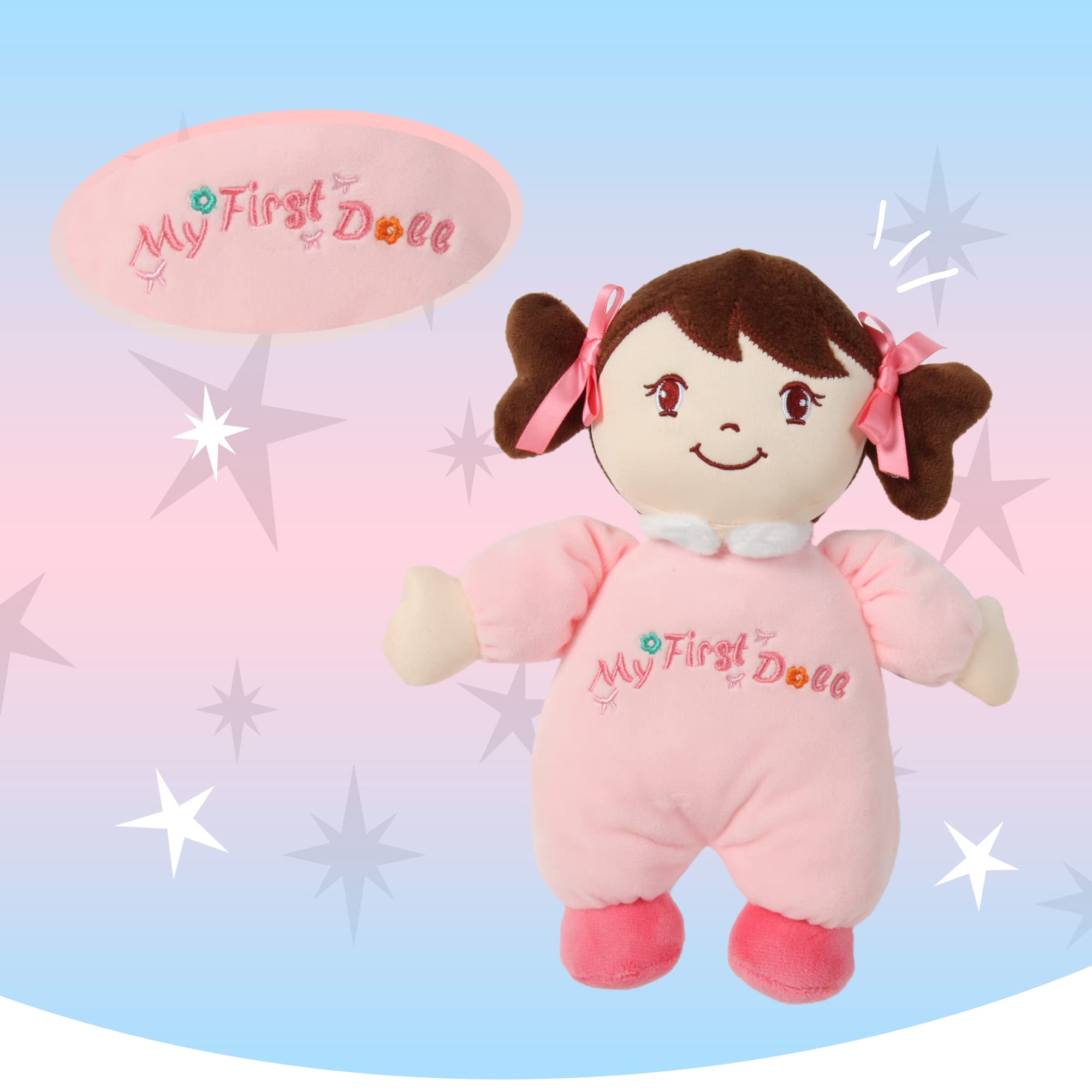 Linzy Plush Soft Plush Baby Doll My First Doll Safe for All Ages Mi Primera Muñeca Stuffed Plush Doll 10''(83561BROWN)