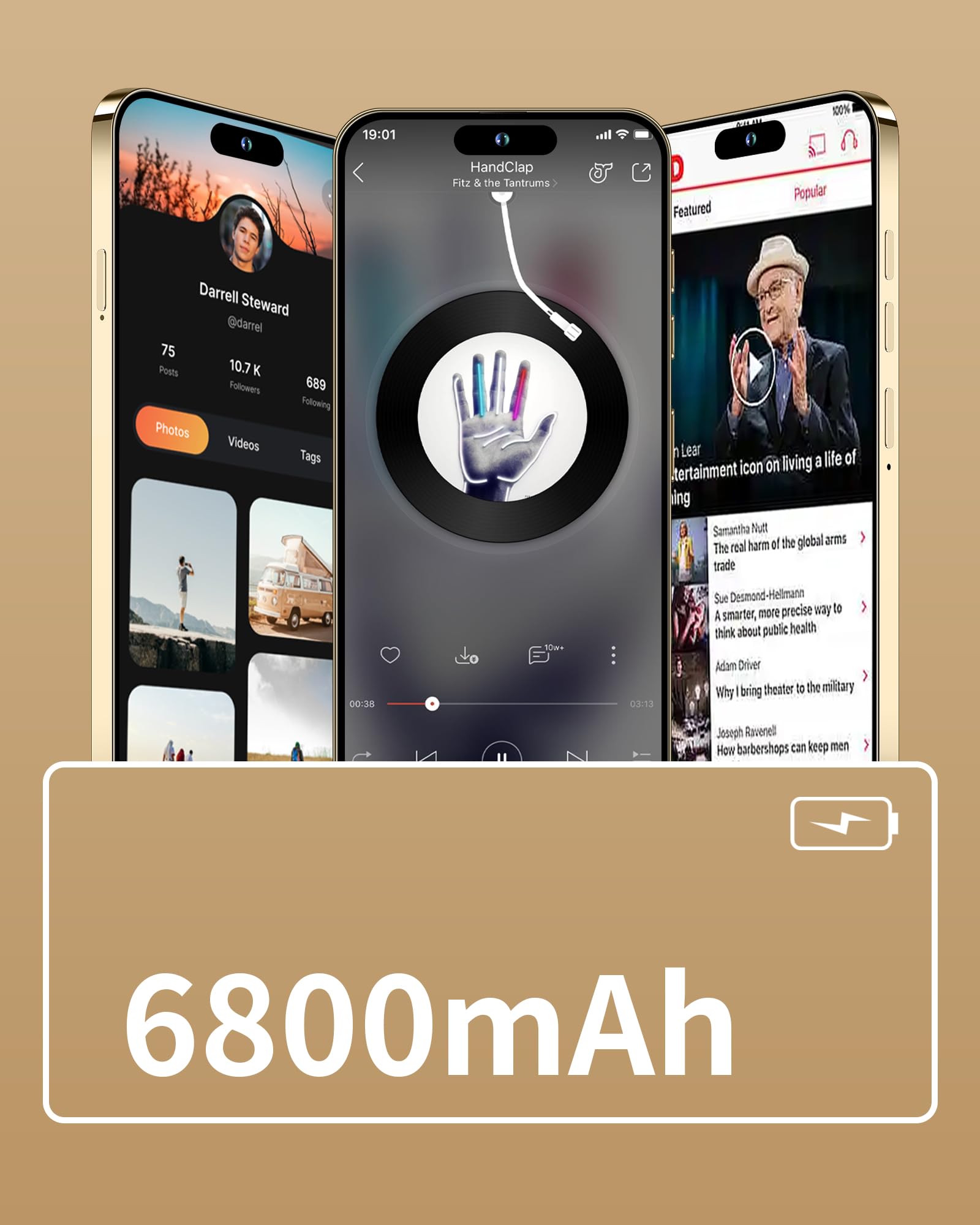 ExAchat A14 Pro Max 5G Unlocked Smartphone - 6GB+256GB Fully Unlocked Cell Phone for Android 13, 6.82" Unlocked Cell Phone, 6800mAh, 48MP Front Camera+108MP Main Camera (Gold)