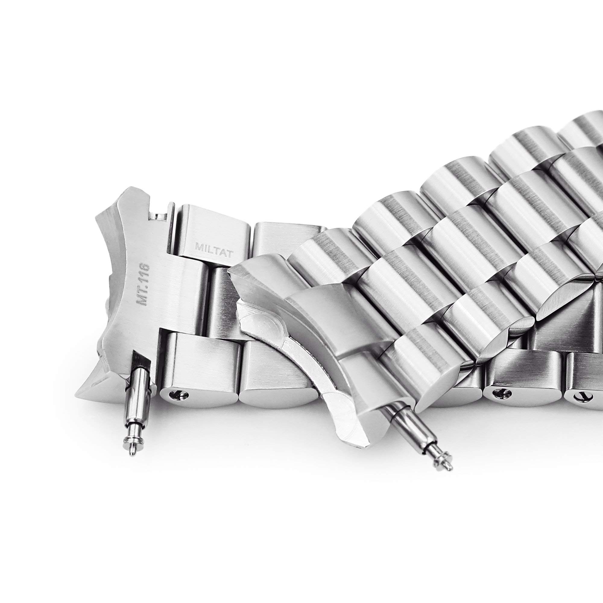 MiLTAT 22mm Endmill Watch Band compatible with Seiko 5 Sports SRPD51 SRPD55 SBSA003, V-Clasp, Brushed