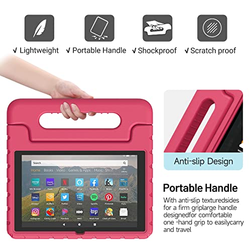Simpleway Kids Case for Fire HD 8 Tablet 10th Generation 2020 Release, Fire HD 8 and HD 8 Plus Tablet Case for Kids,Shockproof Lightweight Rotating Foldable Handle Stand Holder Tablet Case Cover