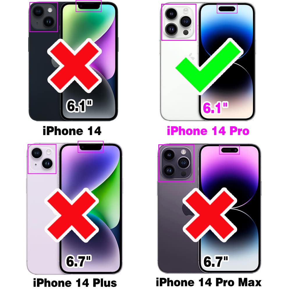 Compatible with iPhone 14 Pro 6.1 inch Wallet Case Crossbody Shoulder Strap Stand Card Holder Multi-Function 2in 1 Detachable Magnetic Phone Cover for iPhone14Pro 5G i i-Phone i14 iPhone14 14Pro Black