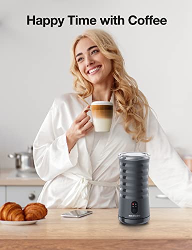 RATRSO Milk Frother, Electric Milk Steamer Soft Foam Maker with Two Whisks for Frothing and Heating Milk, 4 IN 1 Multifunction for Hot & Cold Froth, Automatic off & Easy Cleaning