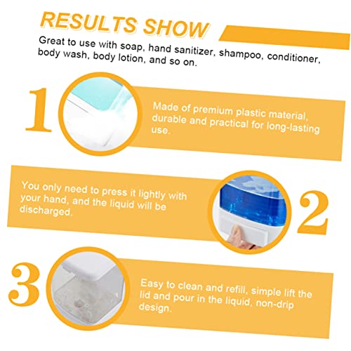 BETOOKY Manual Soap Dispenser Foams Soap Dispenser Push- Style Dispenser Liquid Soap Holder Wall Mounted Hand Wash Wall Holder Hotel Soap Dispenser Handwashing Fluid White Plastic Shampoo