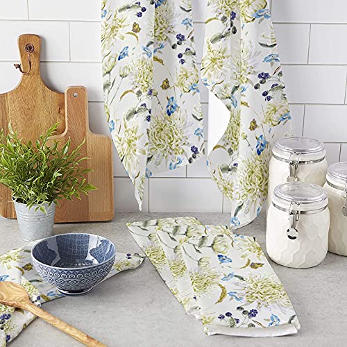 Big buy store Chrysanthemum Flower Butterfly Kitchen Dish Towels, Soft Lightweight Microfiber Absorbent Decorative Hand Towel White Tea Towel Guest Towel for Kitchen Bathroom 18x28in