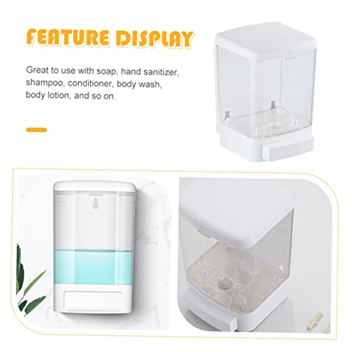 BETOOKY Manual Soap Dispenser Foams Soap Dispenser Push- Style Dispenser Liquid Soap Holder Wall Mounted Hand Wash Wall Holder Hotel Soap Dispenser Handwashing Fluid White Plastic Shampoo