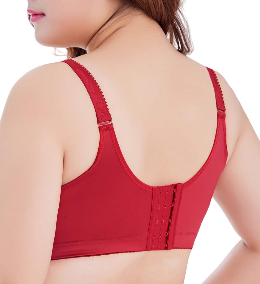 Women Support Push Up Seamless Bra Bralette/Plus Size/34 36 38 40 42 44 C D E/Wire Free Red 42C