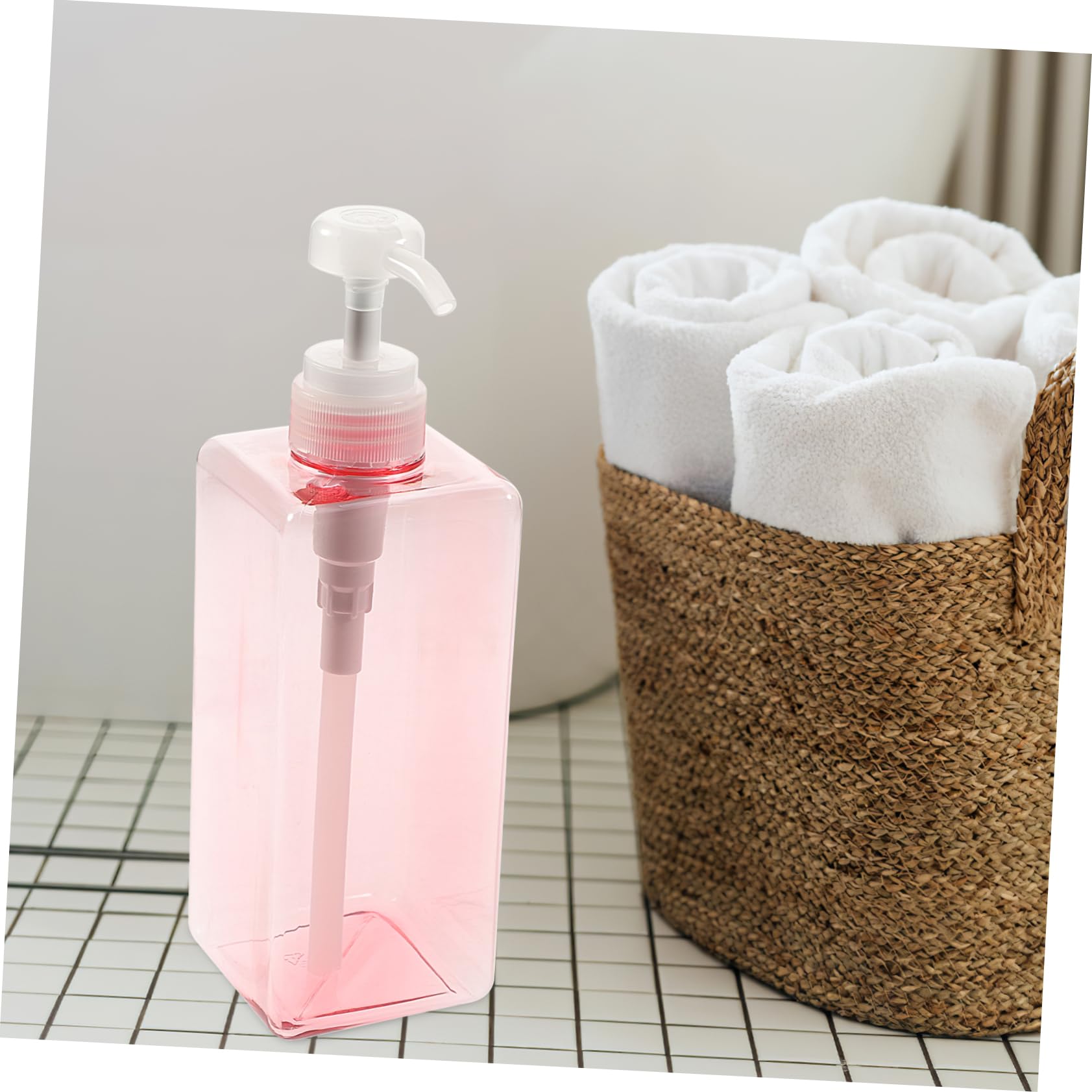 FELTECHELECTR Refillable Pump Bottle Square Liquid Dispenser for Shampoo Body Wash Face Wash Lotion and Liquid Soap for Bathroom and Shower Use