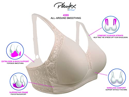 Playtex womens 18 Hour Seamless Comfort-flex Wire-free bras, Light Beige, 44C US