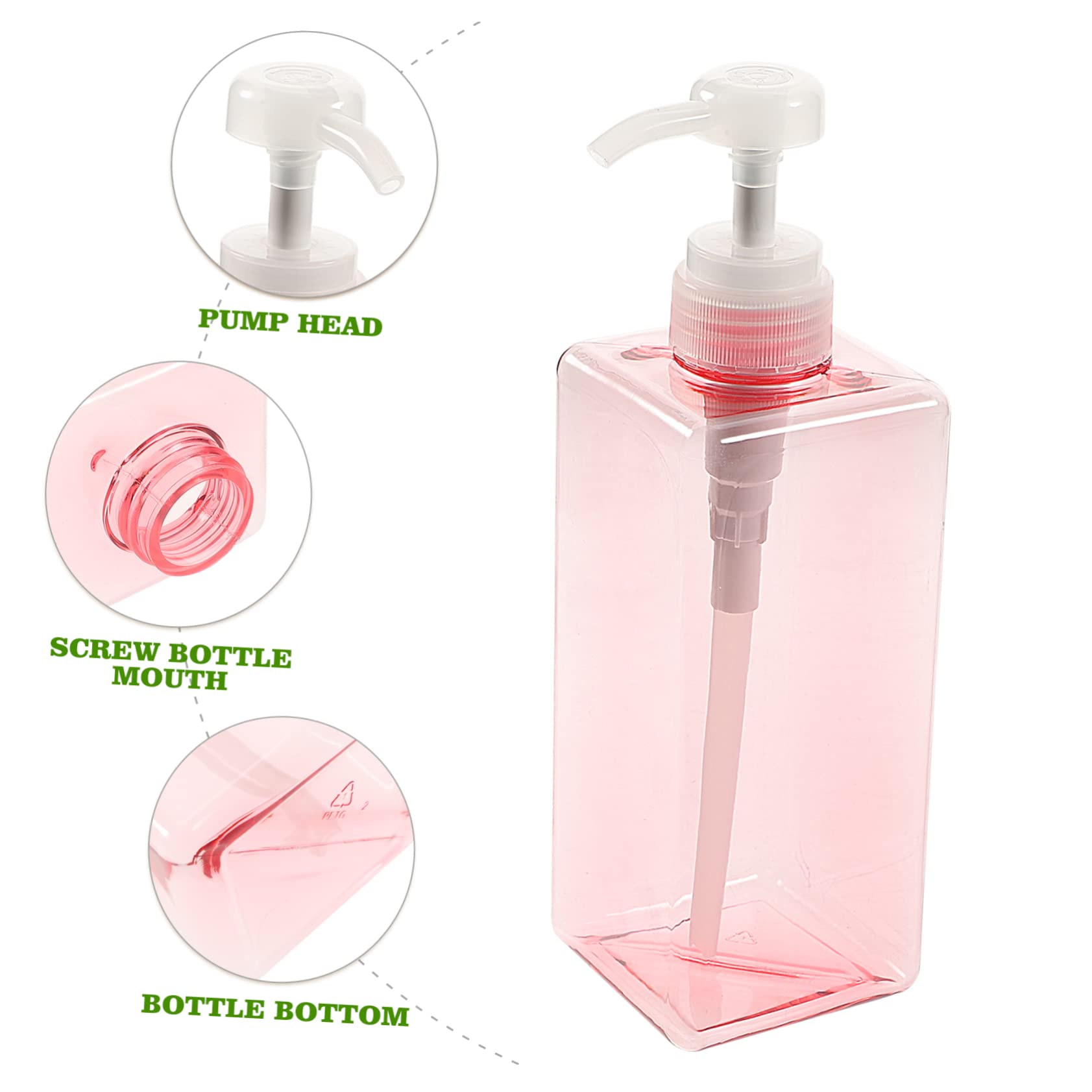 FELTECHELECTR Refillable Pump Bottle Square Liquid Dispenser for Shampoo Body Wash Face Wash Lotion and Liquid Soap for Bathroom and Shower Use