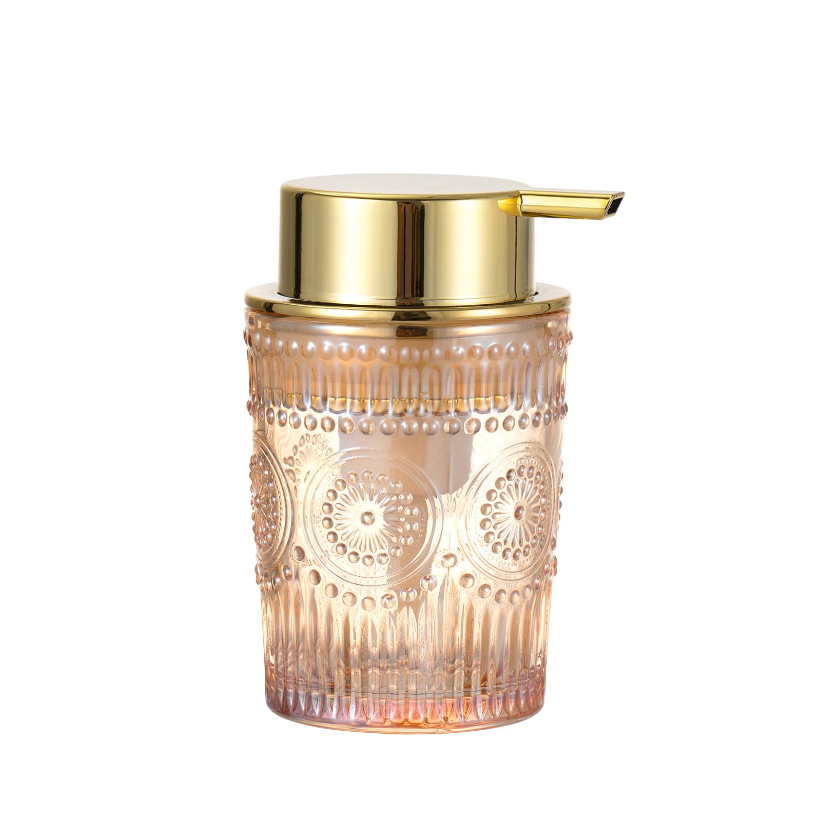 LEICURACE Foaming Hand Soap Dispenser,Glass Foam Soap Dispenser,Toothbrush Holder,Refillable Liquid Soap Dispenser,Lotion Dispenser (S-Gold-Foaming)