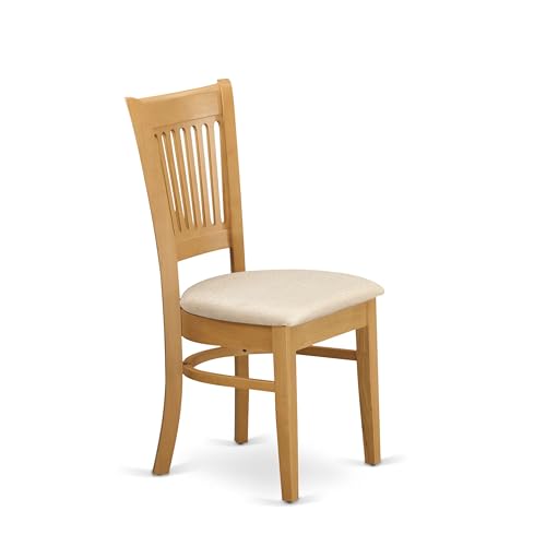 East West Furniture DMVA5-OAK-C 5 Piece Kitchen Table Set for 4 Includes a Round Dining Room Table with Dropleaf and 4 Linen Fabric Upholstered Dining Chairs, 42x42 Inch, Oak