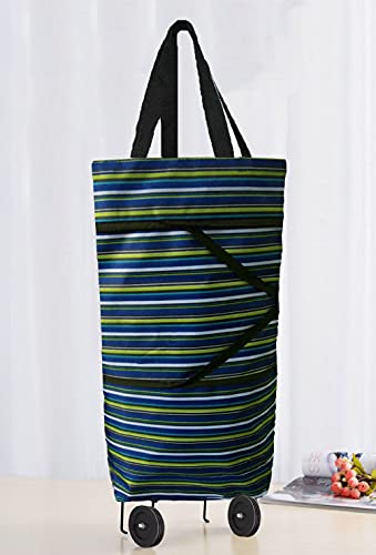 Collapsible Trolley Bags Folding Shopping Cart with Wheels - Reusable Grocery Bags (B09Y2SZ138)