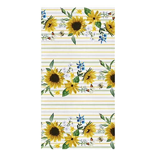 Big buy store Sunflower Butterfly Bee Floral Kitchen Dish Towels, Soft Lightweight Microfiber Absorbent Decorative Hand Towel Green Yellow Stripes Tea Towel Guest Towel for Kitchen Bathroom 18x28in