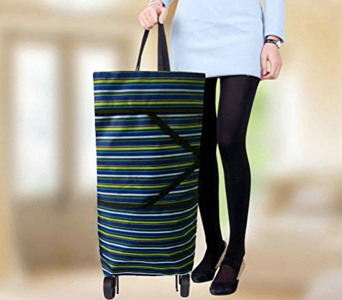 Collapsible Trolley Bags Folding Shopping Cart with Wheels - Reusable Grocery Bags (B09Y2SZ138)